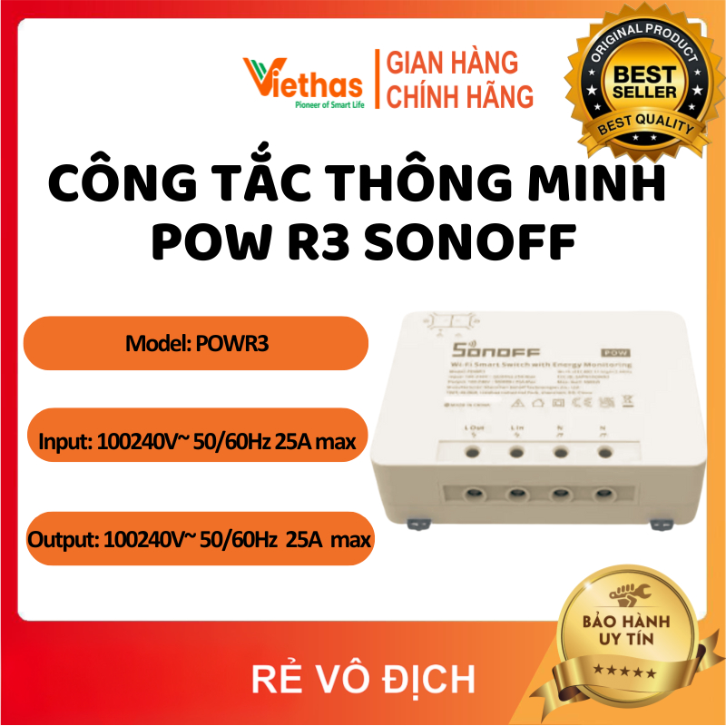 Công Tắc Thông Minh Pow R3 Sonoff Công Suất Cao 25a / 5500w Ứng Dụng Đo ...