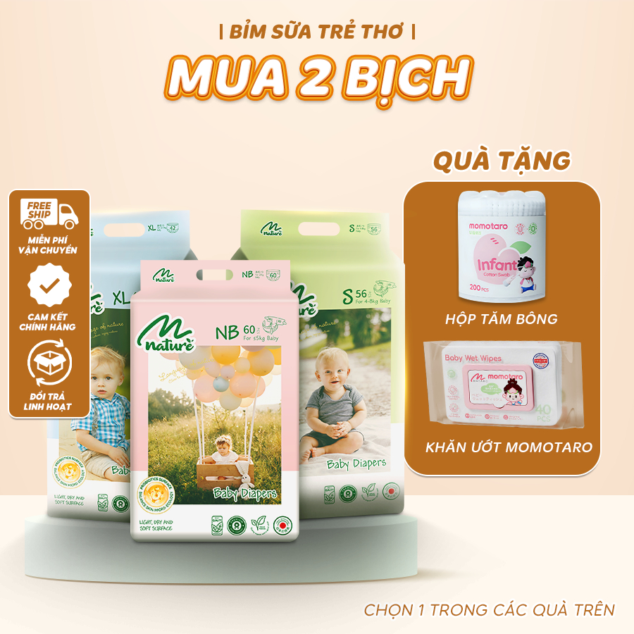 [Combo 2 Bịch] Tã Bỉm Momo Nature Mẫu Mới/Cũ Chính Hãng, Bỉm Dán/Quần ...