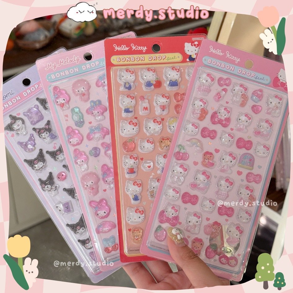 Sticker nổi 3D Bonbon Drop Sanrio Hello Kitty, Kuromi, My Melody, Cinnamoroll | Shopee Việt Nam