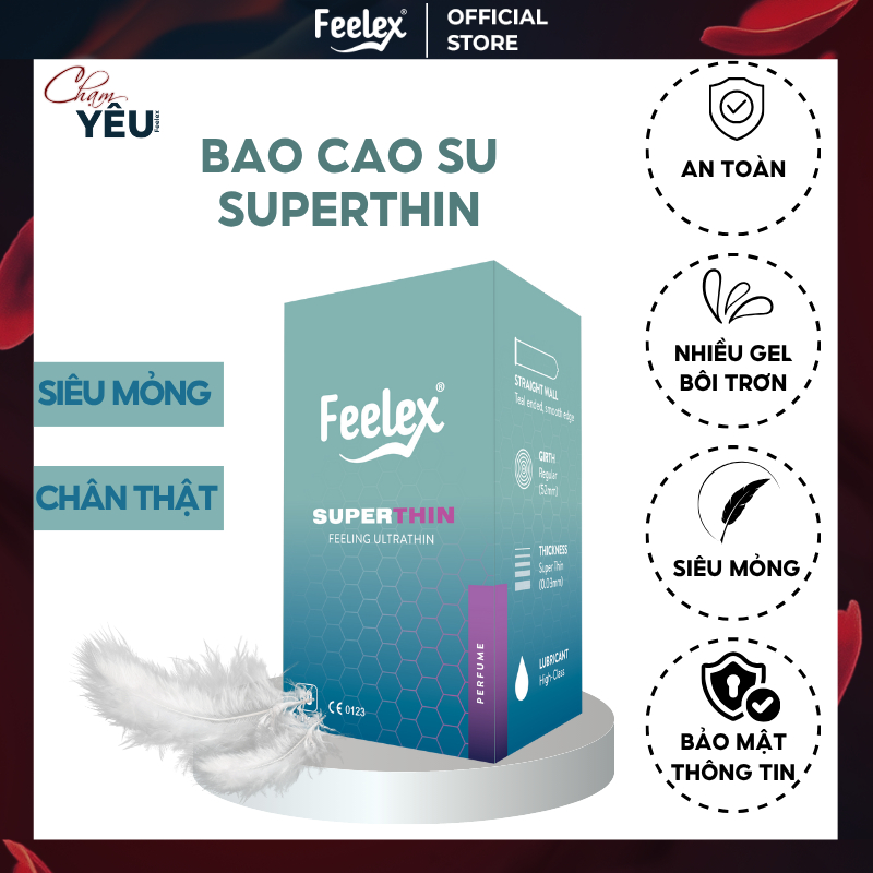 Bao cao su Feelex superthin siêu mỏng, nhiều gel bôi trơn, nhiều mùi ...
