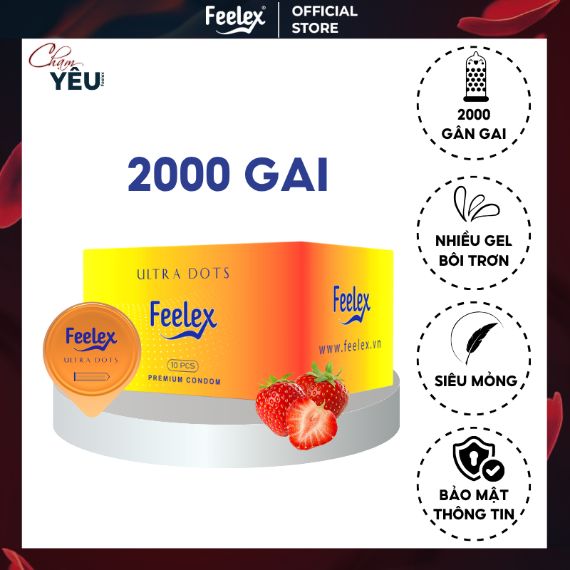 Bao cao su Feelex Ultra Dots siêu mỏng, siêu nhiều gai, nhiều gel - hộp ...