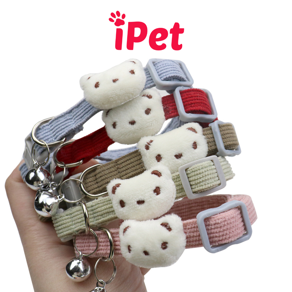 Vòng Cổ Nhung Cho Thú Cưng kèm Chuông Hoạ Tiết Hình Gấu Bông Trắng - iPet Shop | Shopee Việt Nam