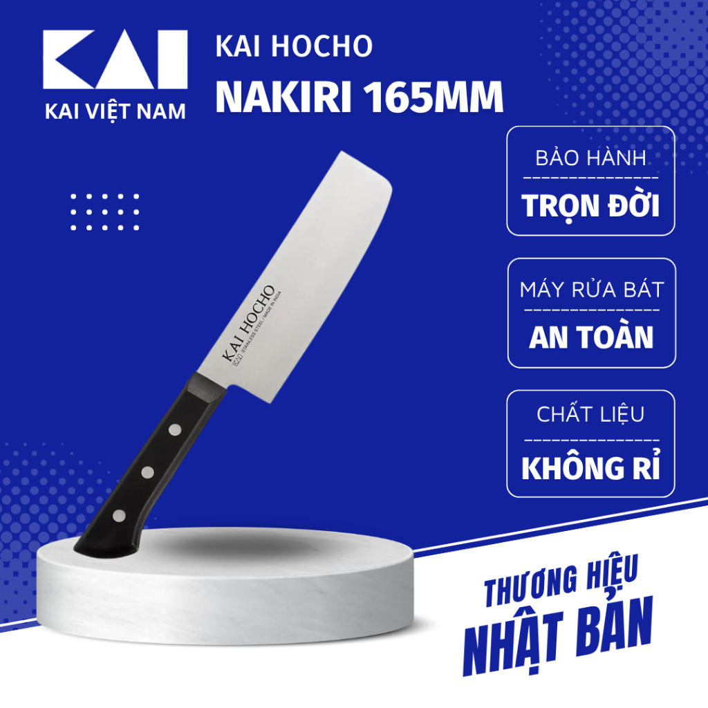 Dao bếp KAI Indian Hocho Nakiri đa năng bằng thép không rỉ bản to đầu ...