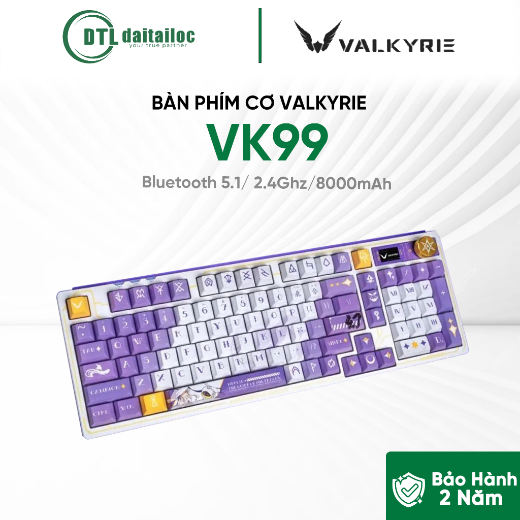 Bàn Phím Cơ VALKYRIE MERLIN TRẮNG TÍM VK99 | Chính Hãng | Bảo Hành 2 ...