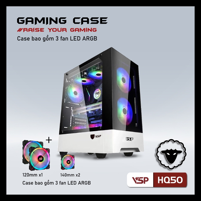 Case Vỏ VSP HQ50 WHITE (SẴN 3 FAN LED) | Shopee Việt Nam