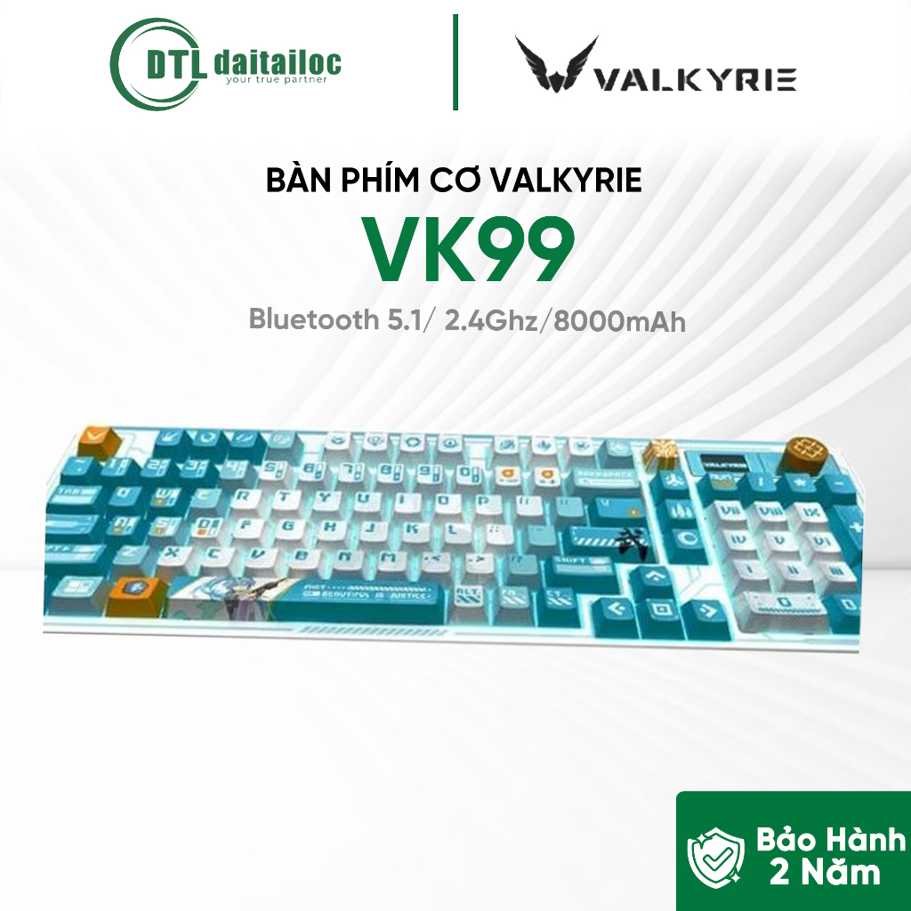 Bàn Phím Cơ VALKYRIE MIST Xanh Ngọc VK99 | Chính Hãng | Bảo Hành 2 Năm ...