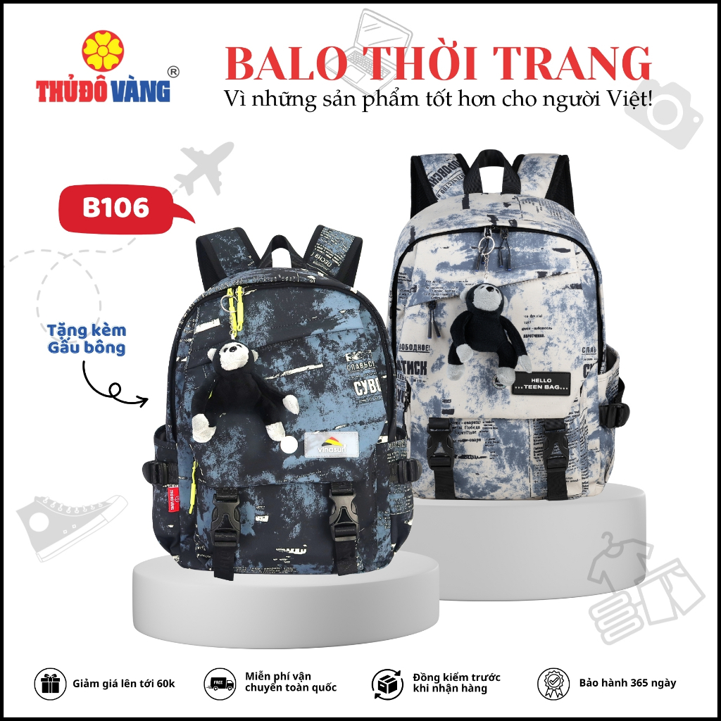 [THỦ ĐÔ VÀNG] Balo Đi Học Nữ Thời Trang Cao Cấp, Chất Liệu Vải ...
