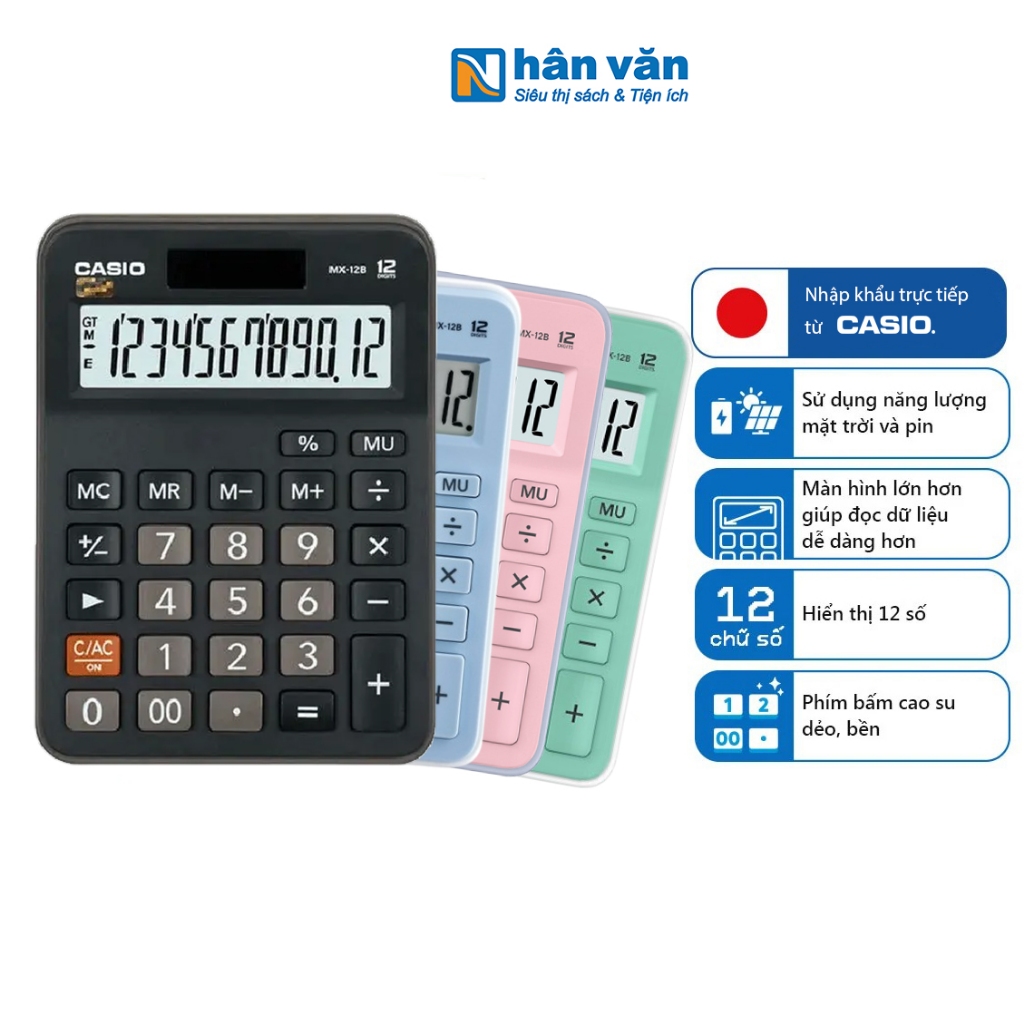 Máy tính Casio MX-12B - Nhiều Màu Sắc Cho Bạn Lựa Chọn | Shopee Việt Nam