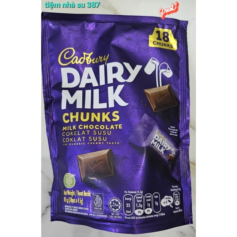 Socola sữa Cadbury Dairy Milk Vị Nguyên Bản Túi 81g | Shopee Việt Nam