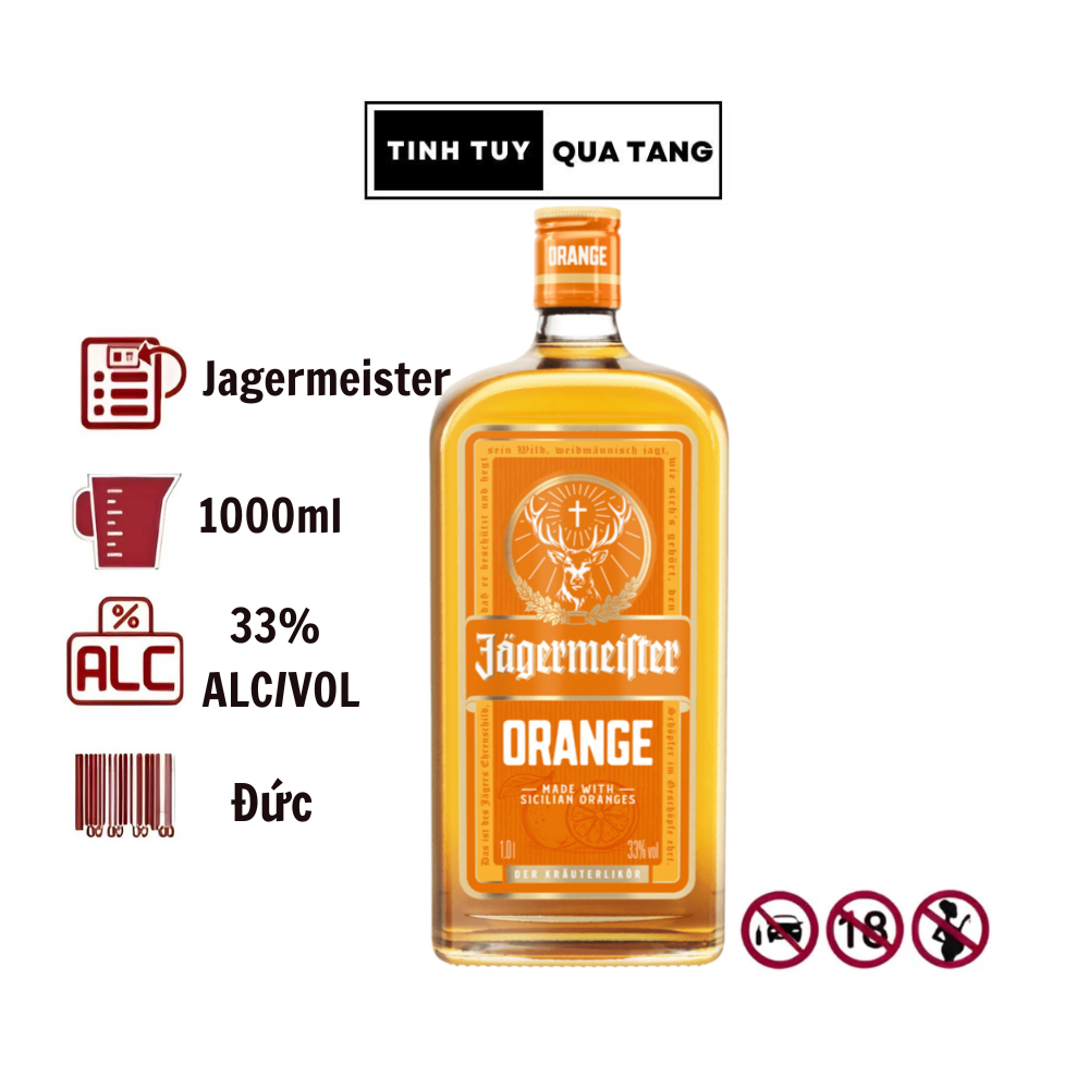 Rượu Liqueur Đức Jagermeister Orange dung tích 1000ml, nồng độ 33% (Không hộp) | Shopee Việt Nam