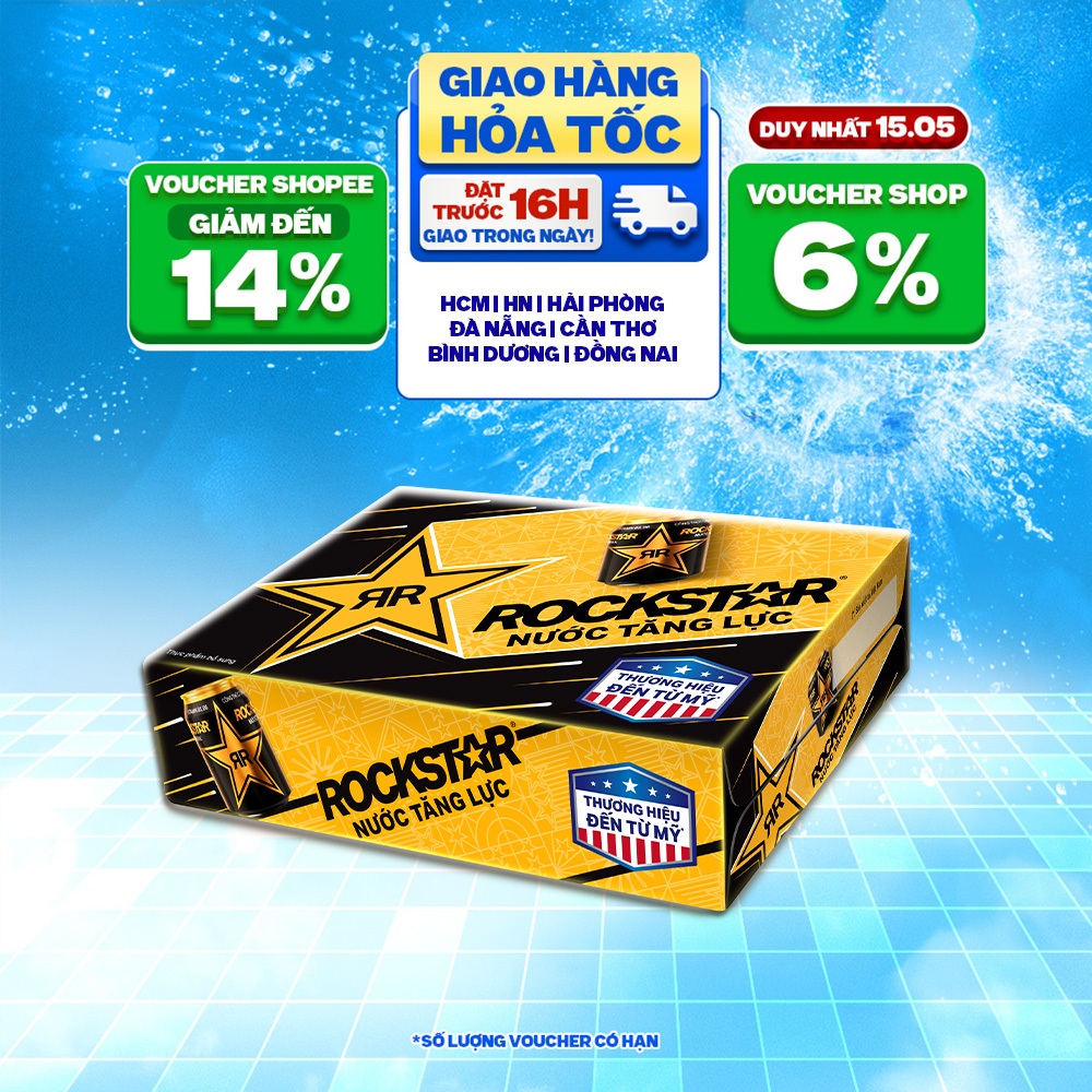 [VC VIDEO 16%] Thùng 24 Lon Nước Tăng Lực Rockstar (250ml/lon) | Shopee ...
