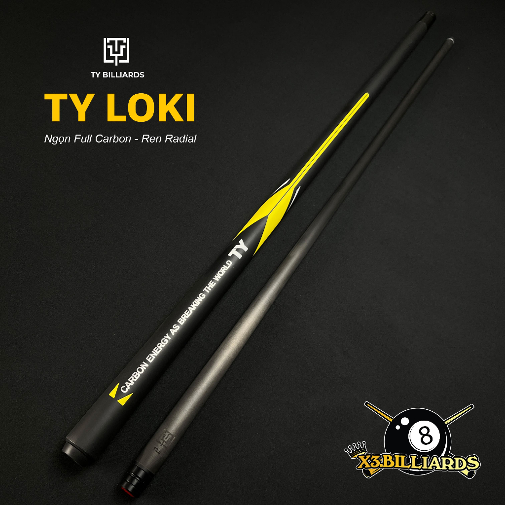 Cơ Bida Lỗ TY Loki Full Carbon, Gậy Bi A Pool Ngọn Full Carbon Ren ...