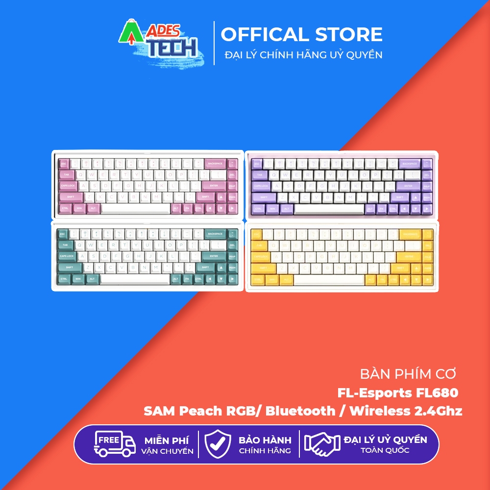 Bàn phím cơ FL-Esports FL680 SAM Peach RGB/ Bluetooth / Wireless 2.4Ghz ...