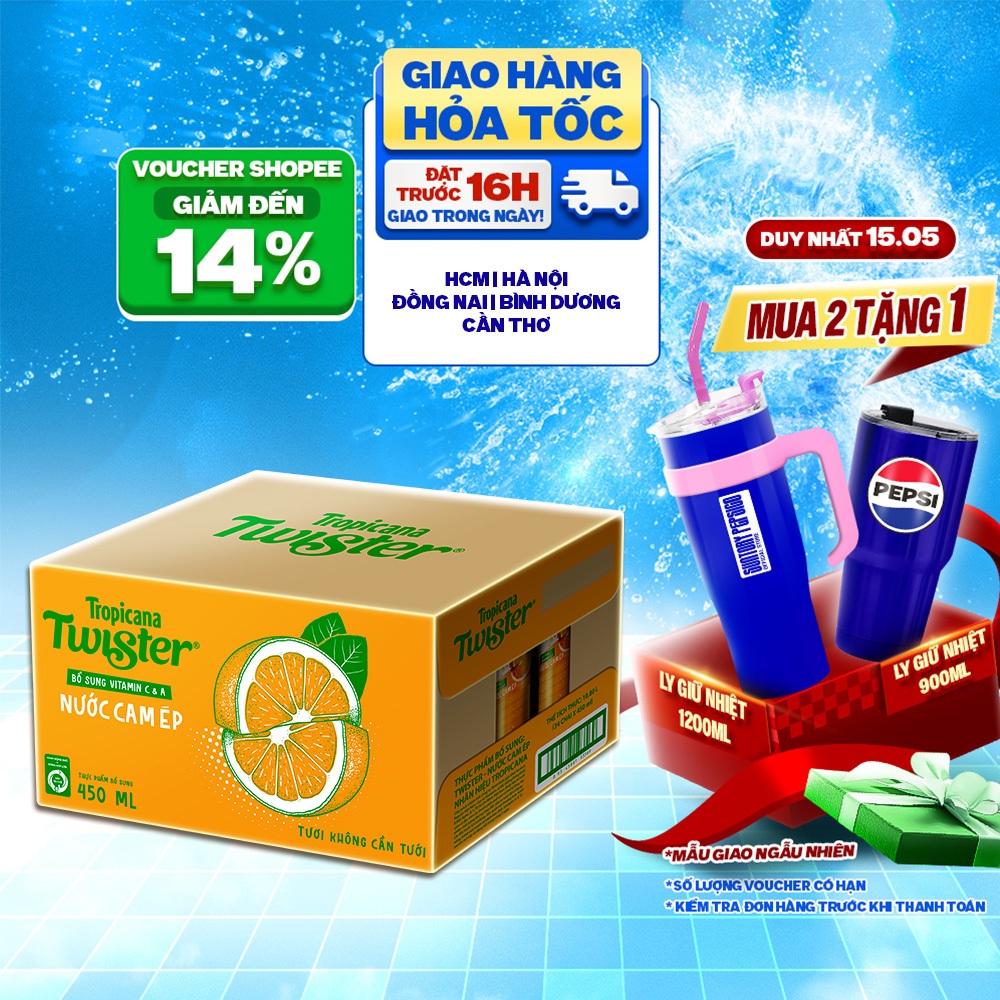 [VC VIDEO 16%] Thùng 24 Chai Nước Trái Cây Twister Cam (450ml/chai) | Shopee Việt Nam