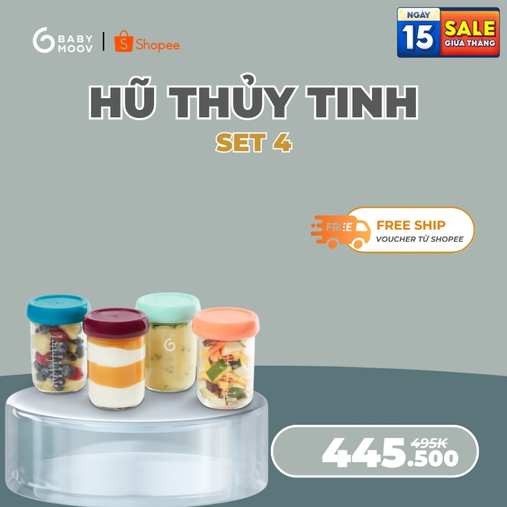 Set 4 Hũ Thủy Tinh 220ml Babymoov Dự Trữ Và Hâm Nóng Thức Ăn Cho Bé | Shopee Việt Nam