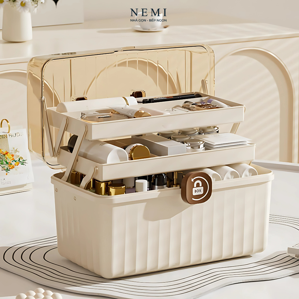 Hộp hộp đựng thuốc NEMI, hộp đựng mỹ phẩm 3 tầng chia ngăn tiện lợi ...