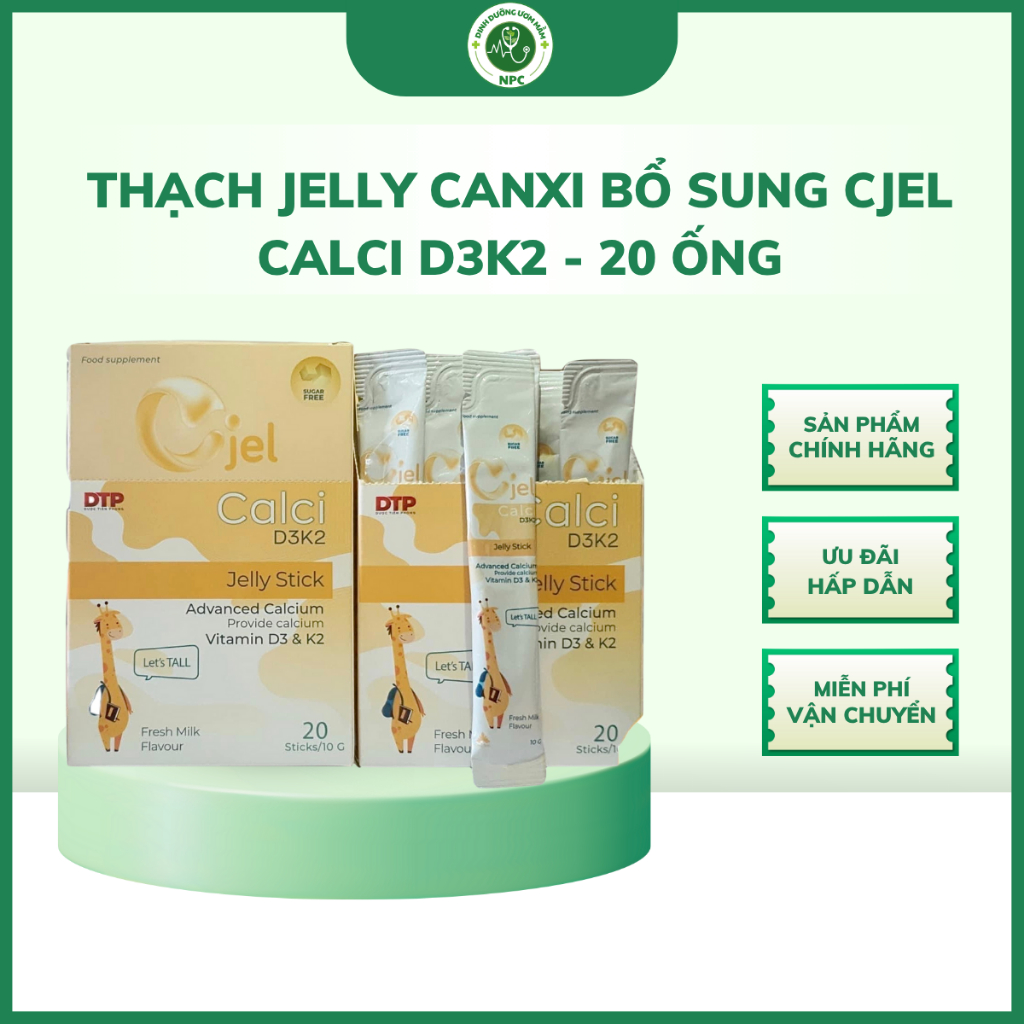 Thạch jelly canxi bổ sung Cjel Calci D3K2, hỗ trợ giúp bé cao lớn, nâng cao sức khỏe, tăng đề ...