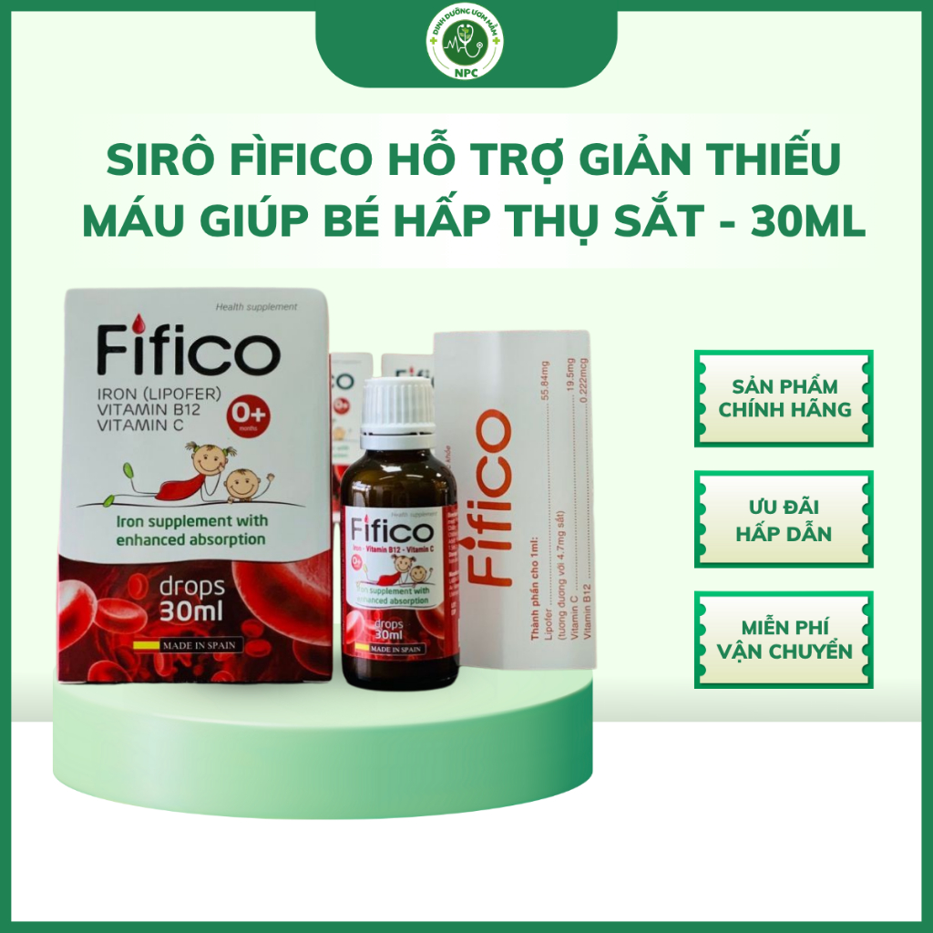 Siro Fifico hỗ trợ giảm thiếu máu giúp bé hấp thụ sắt, dạng nhỏ giọt ...