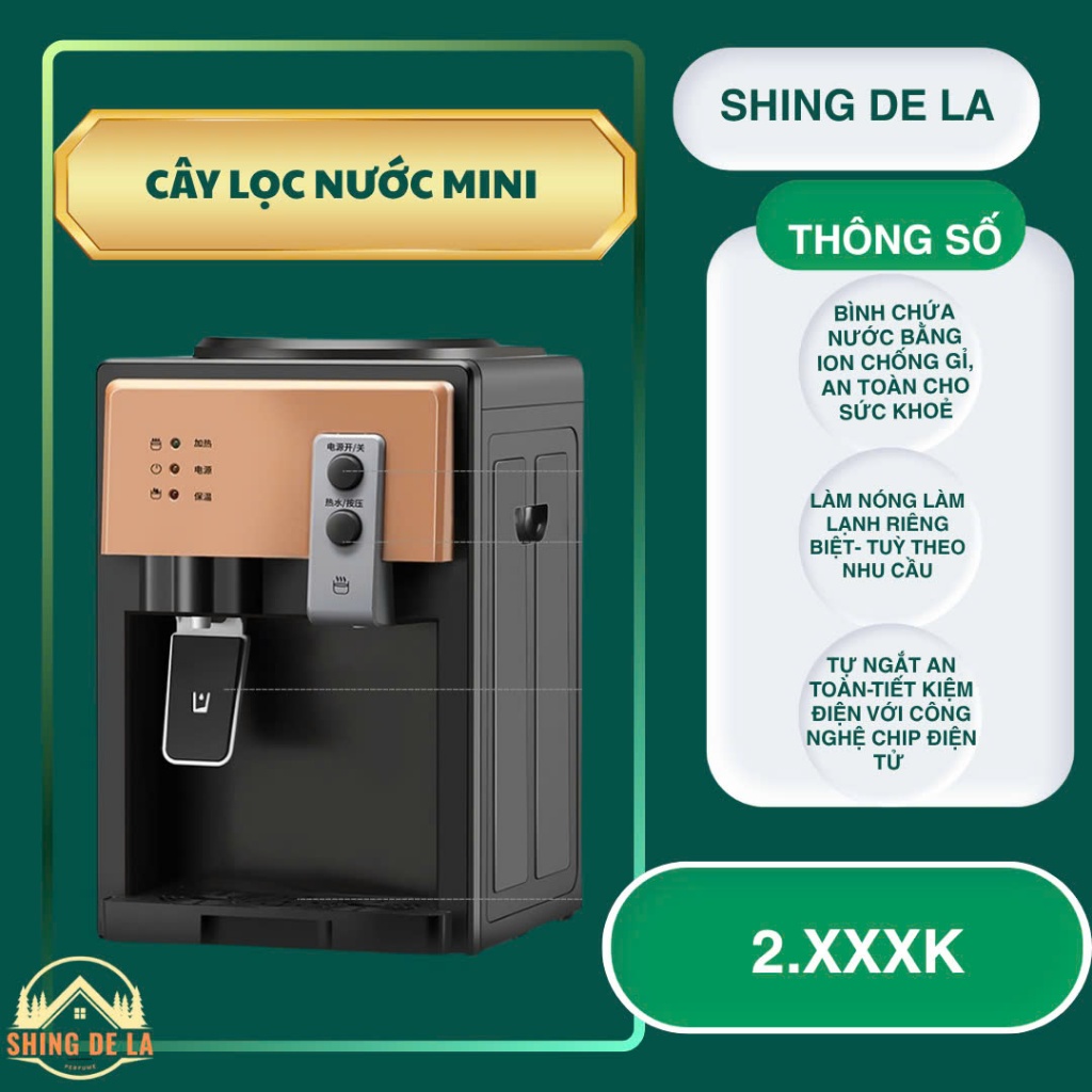 Cây nước nóng lạnh để bàn mini Shing De La, máy nước nóng lạnh uống ...