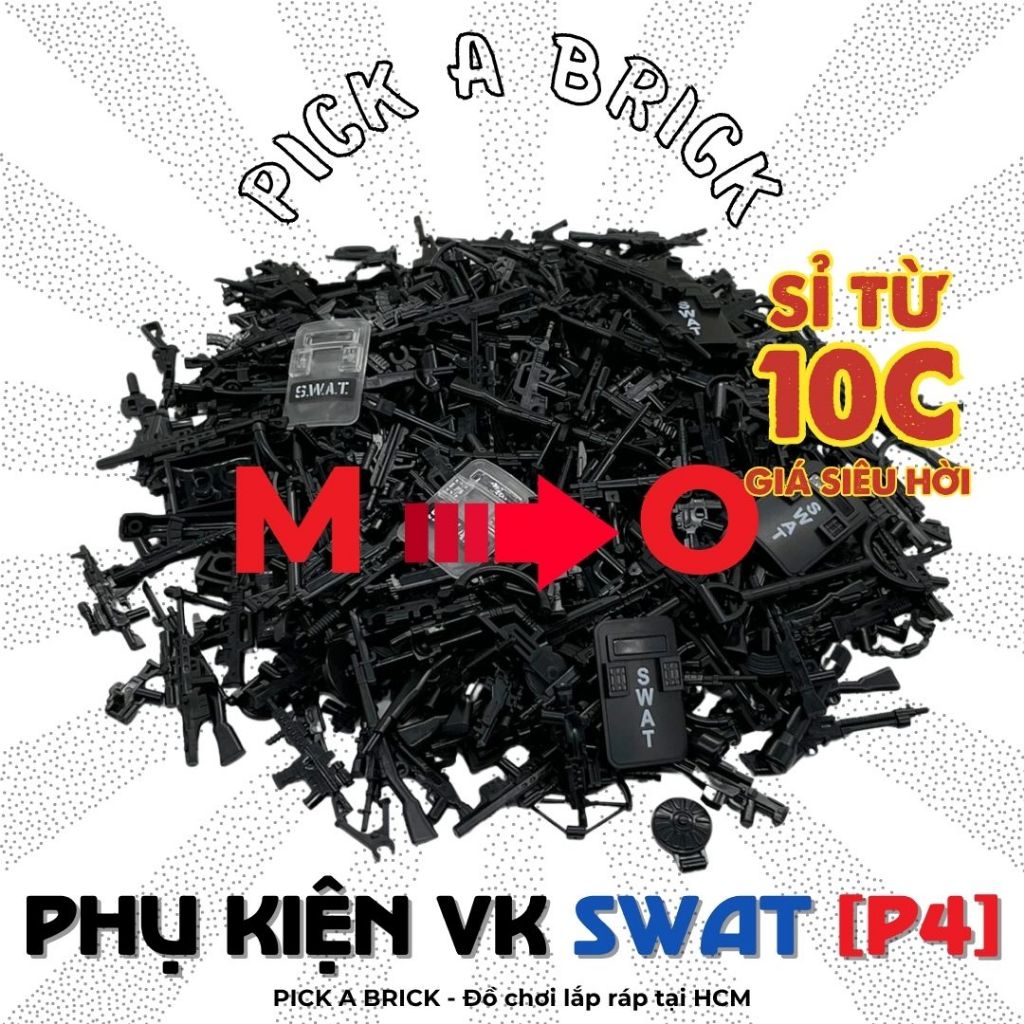 Combo 5 Vũ khí SWAT 4 - Đồ chơi lắp ráp SWAT xếp hình quân đội phụ kiện ...