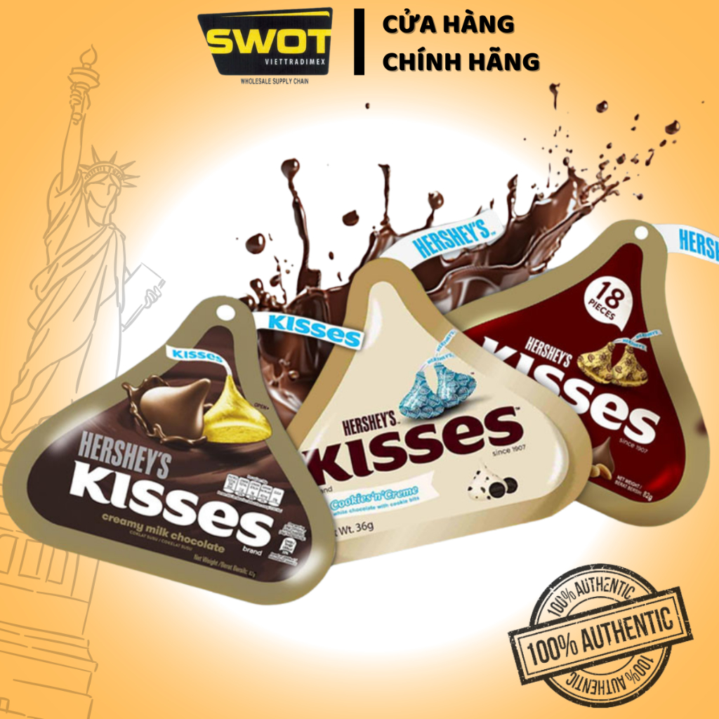 Socola Hershey's Kisses túi 36g, Chocolate nhập khẩu chính hãng, thơm ...