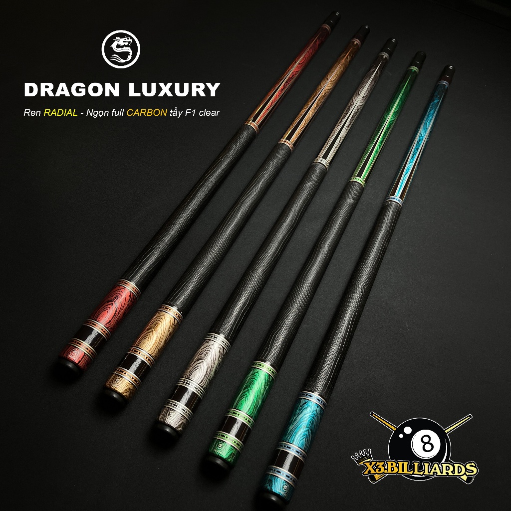 Cơ Bida Lỗ Dragon Lux Full Carbon Ngọn Công nghệ Giảm Bạt Ren Radial ...