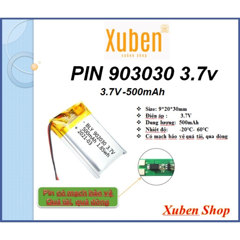 Nguồn sạc Li-Po 3.7V 500mAh 902030 (có mạch bảo vệ) | Shopee Việt Nam
