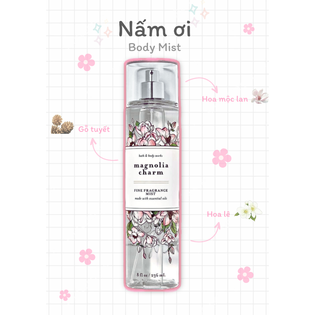 [ 𝐁𝐨𝐝𝐲𝐦𝐢𝐬𝐭 𝐫𝐞𝐦𝐚𝐤𝐞 ] Xịt thơm toàn thân - 𝐌𝐀𝐆𝐍𝐎𝐋𝐈𝐀 𝐂𝐇𝐀𝐑𝐌 - BATH & BODY ...