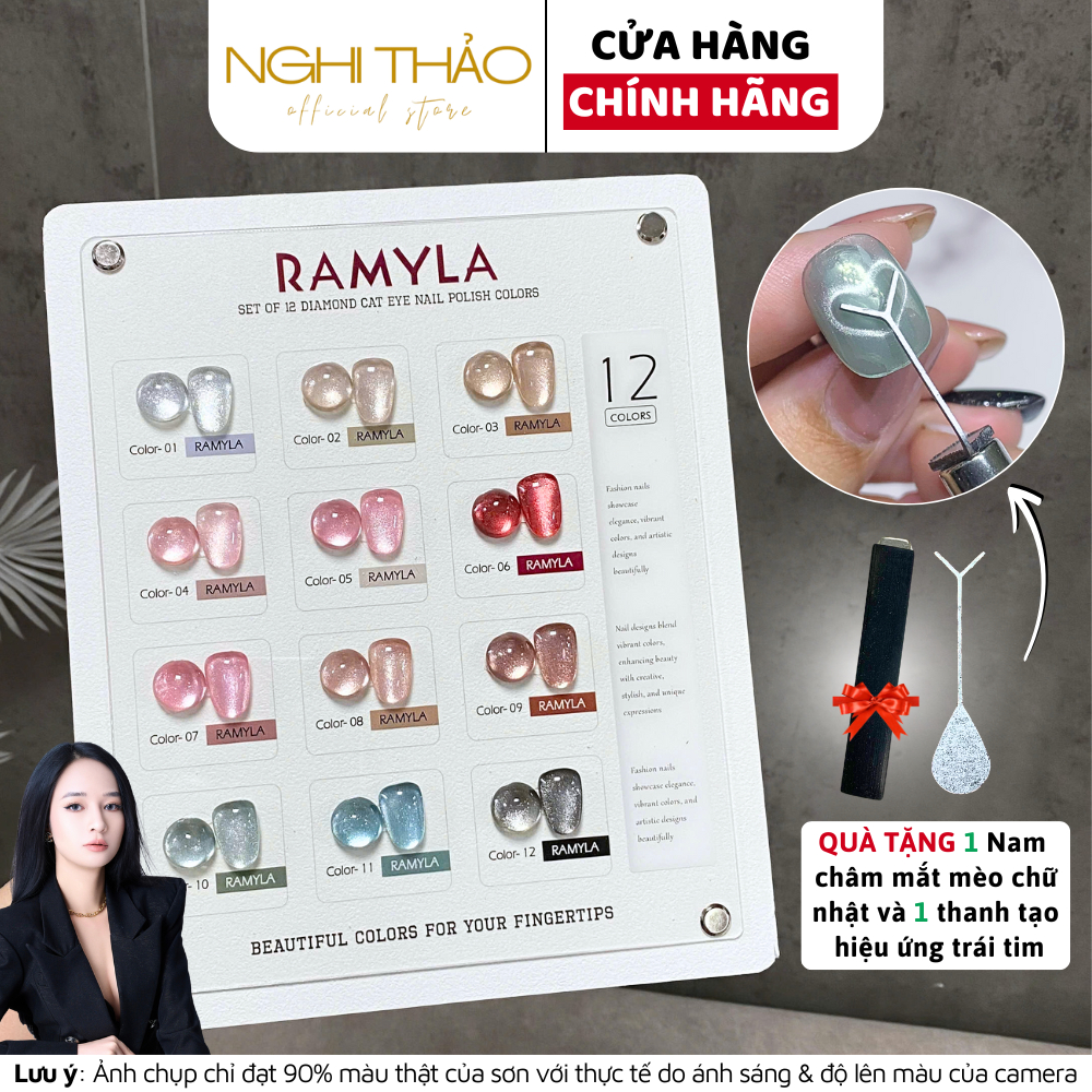 Set sơn gel mắt mèo kim cương RAMYLA 12 màu Nghi Thảo | Shopee Việt Nam