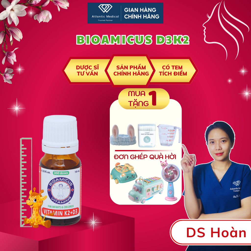 [Quà Tự Chọn] BioAmicus Vitamin D3K2 MK7 Giúp Bé Cao Lớn Khỏe Mạnh Lọ ...