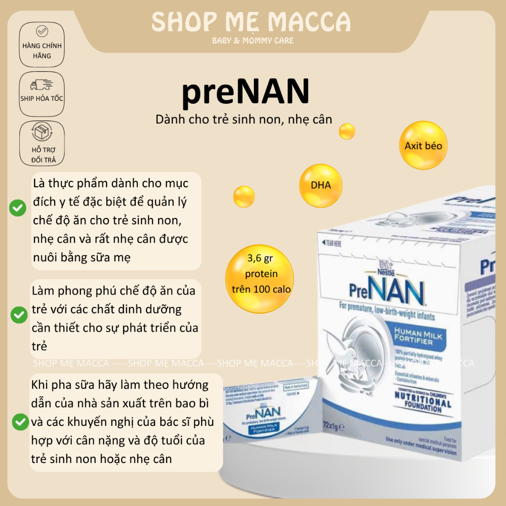 Nestle PreNAN,Nan HMF sữa mẹ tăng cường cho trẻ sinh non và nhẹ cân, 1 ...
