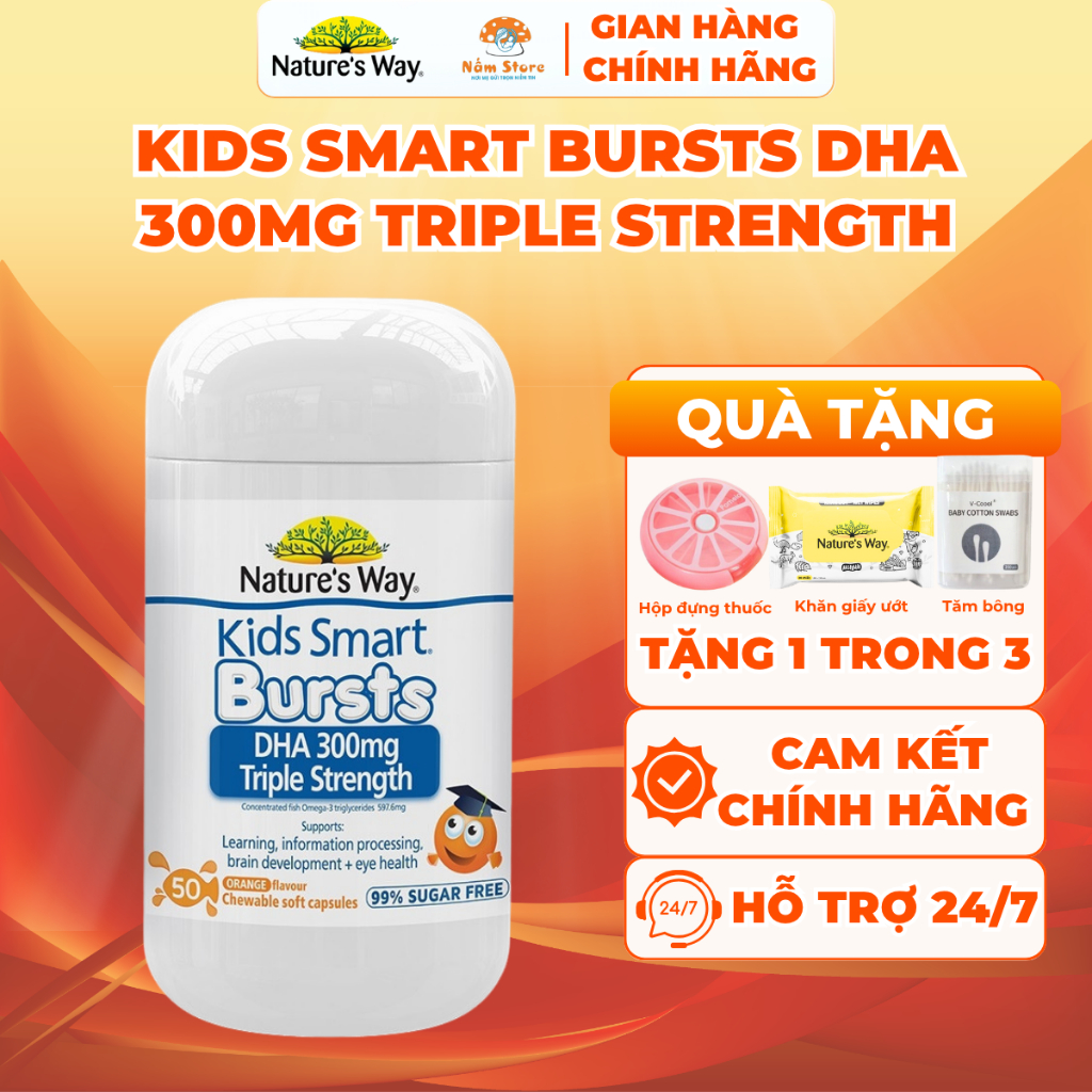 Omega-3 DHA viên nang mềm Nature's Way Kids Smart DHA 300mg Triple ...