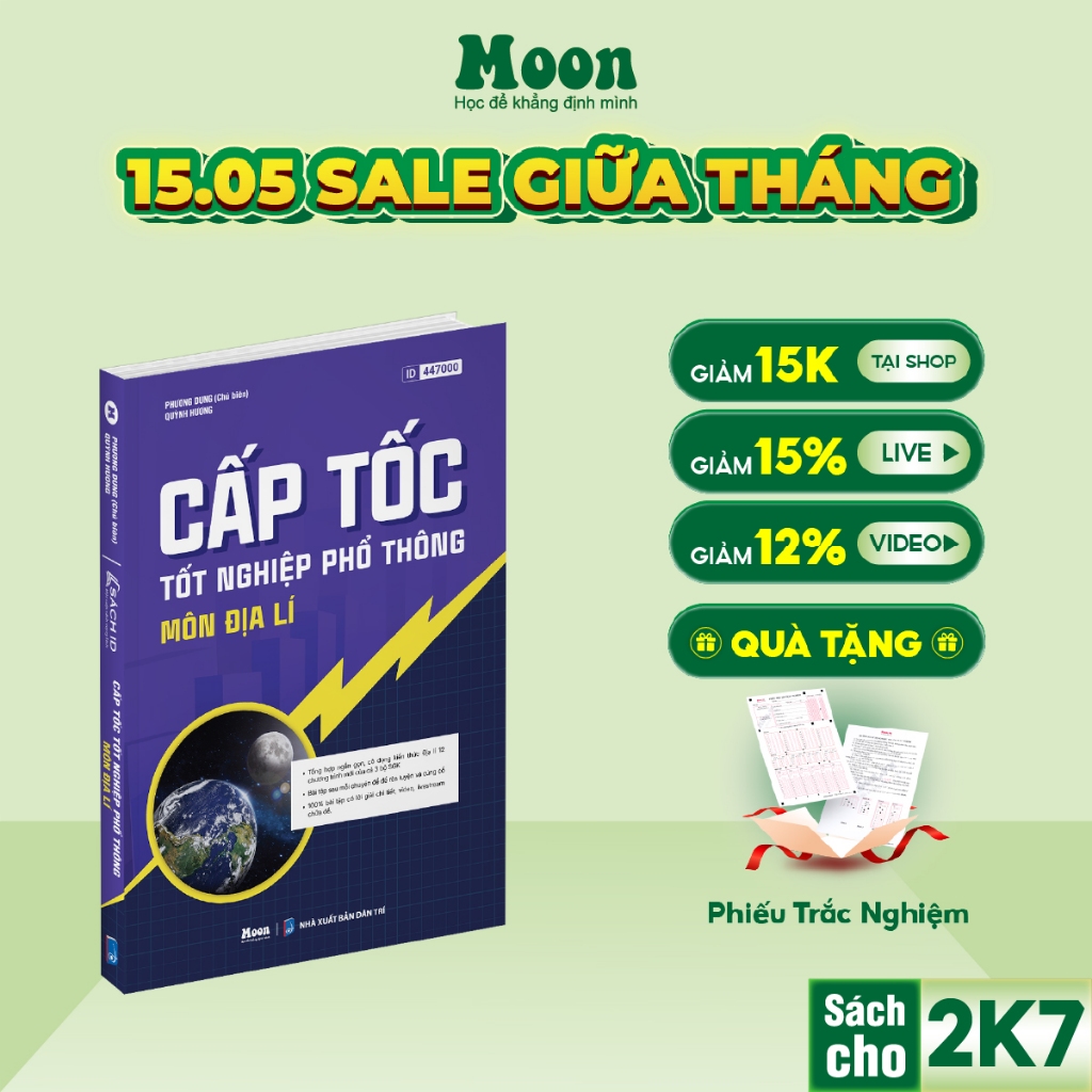 Sách Tổng ôn cấp tốc lớp 12 môn Địa Lí, ôn thi tốt nghiệp phổ thông, đánh giá năng lực ...