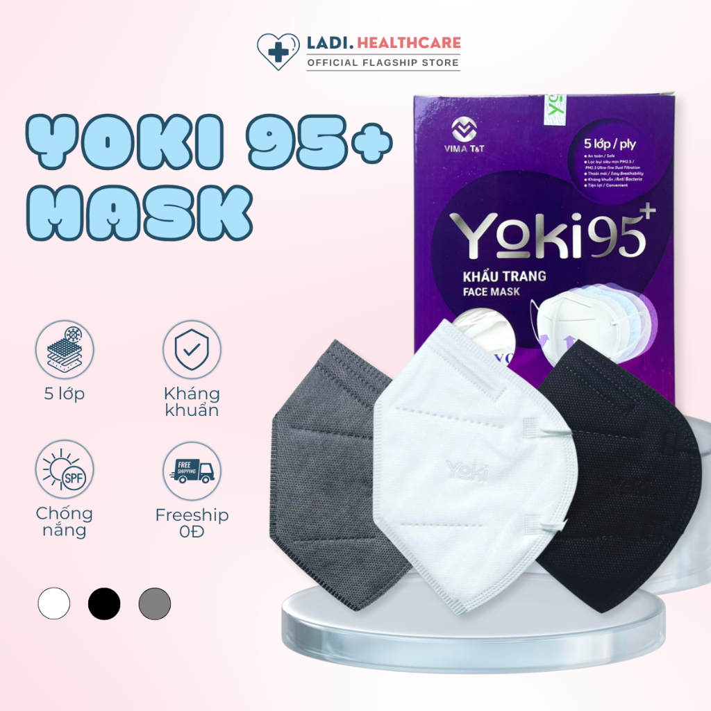 Khẩu trang N95 Yoki 5 lớp kháng khuẩn chuẩn y tế hàng chính hãng công ty | Shopee Việt Nam