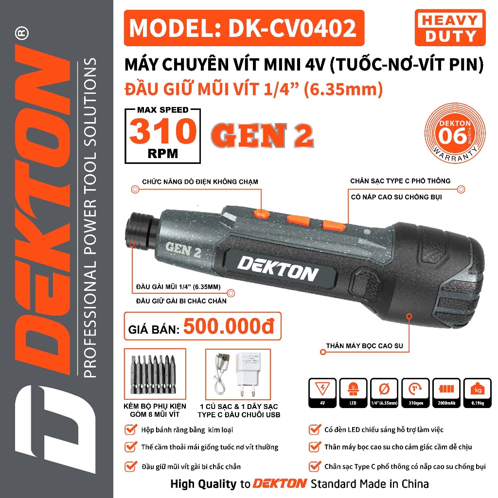Máy vặn vít Dekton 4V DK-CV0402 GEN 2 (mẫu mới 2025) | Shopee Việt Nam