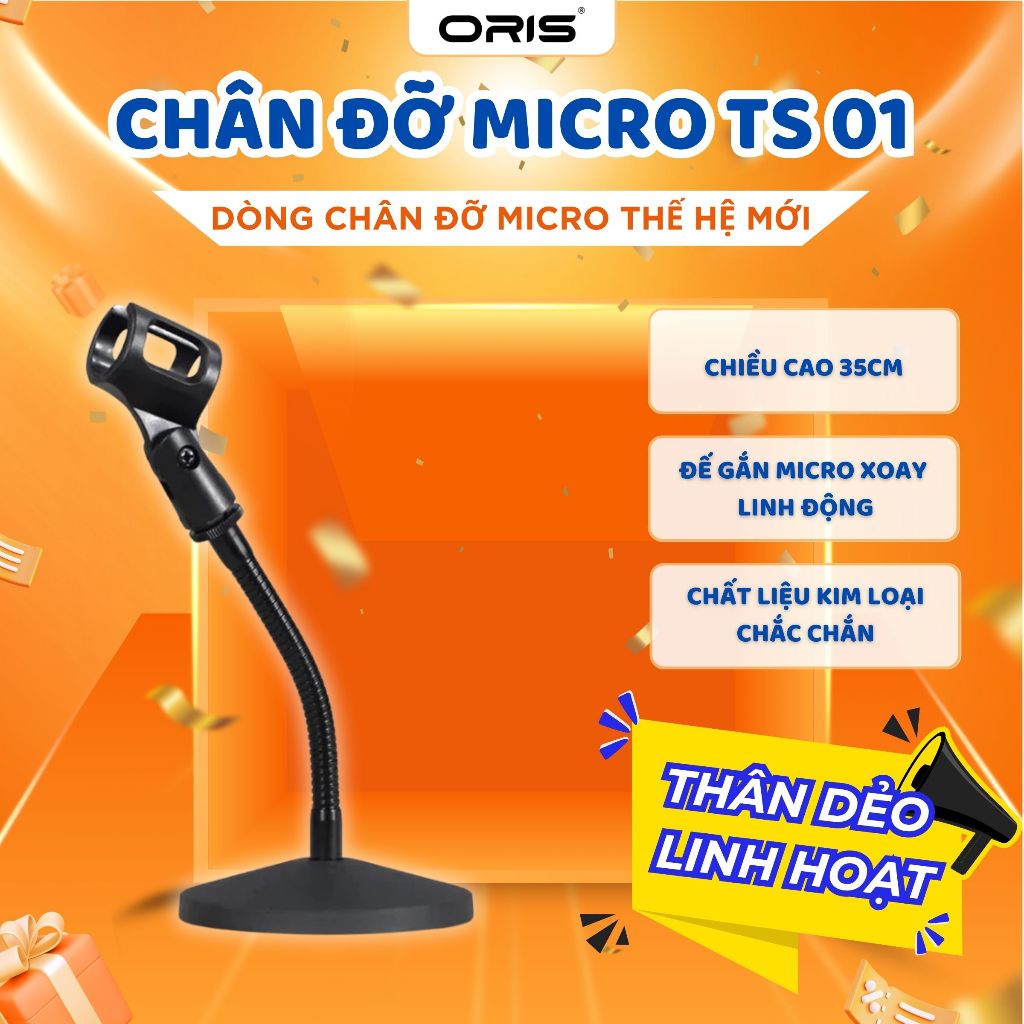 Chân đỡ mic để bàn bằng kim loại dẻo TS 01, giá kẹp micro dùng cho các ...