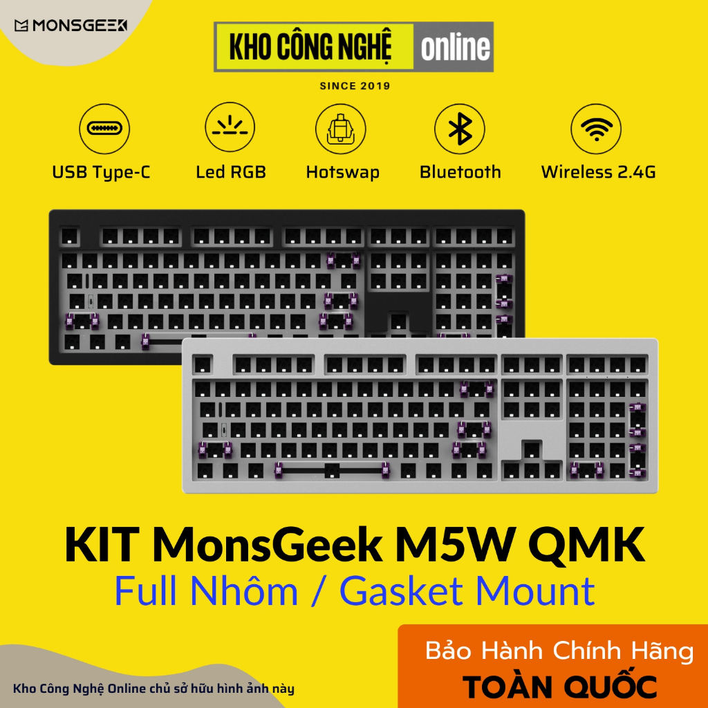 KIT bàn phím cơ Monsgeek M5W QMK (Full Nhôm / Multi-Mode / Led RGB / Hotswap) - Hàng Chính Hãng ...