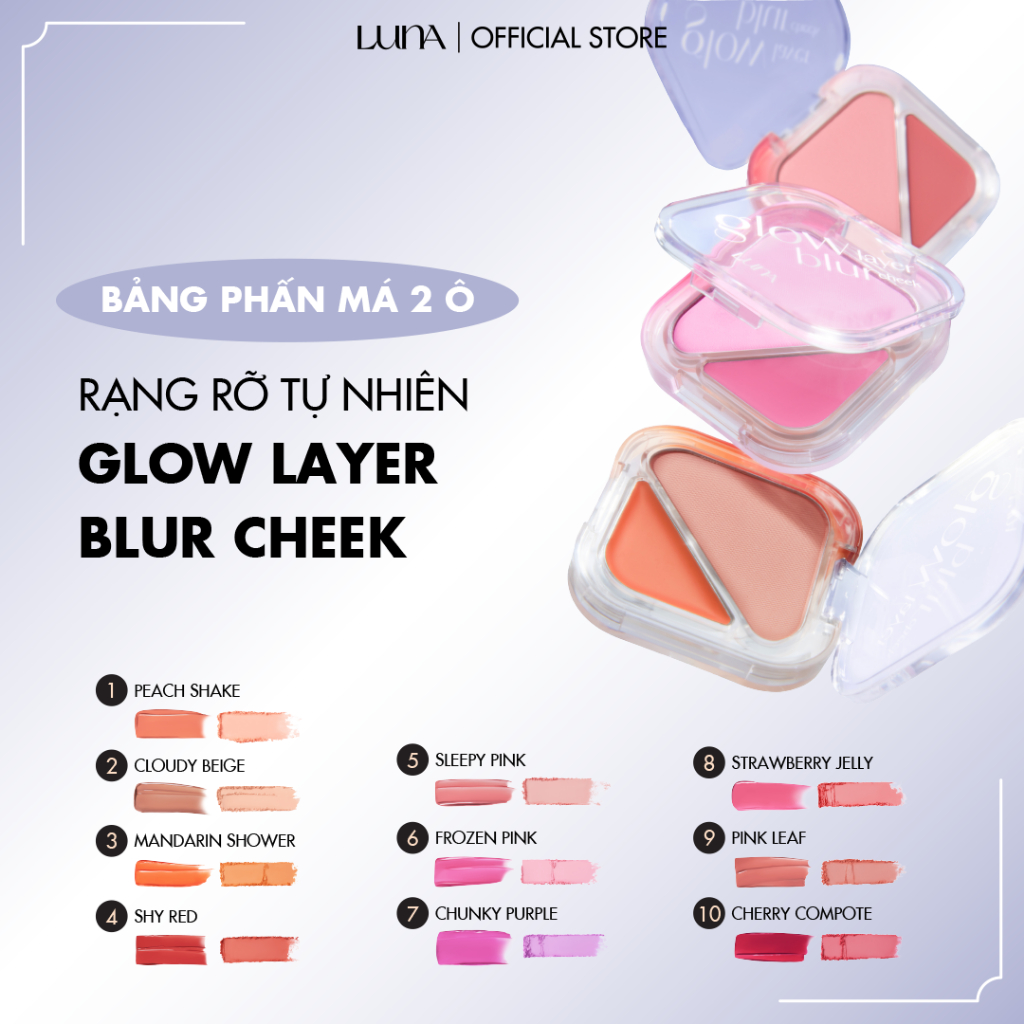 Phấn má Luna Glow Layer Blur Cheek 8.5g hiệu ứng 3D tự nhiên mịn màng ...