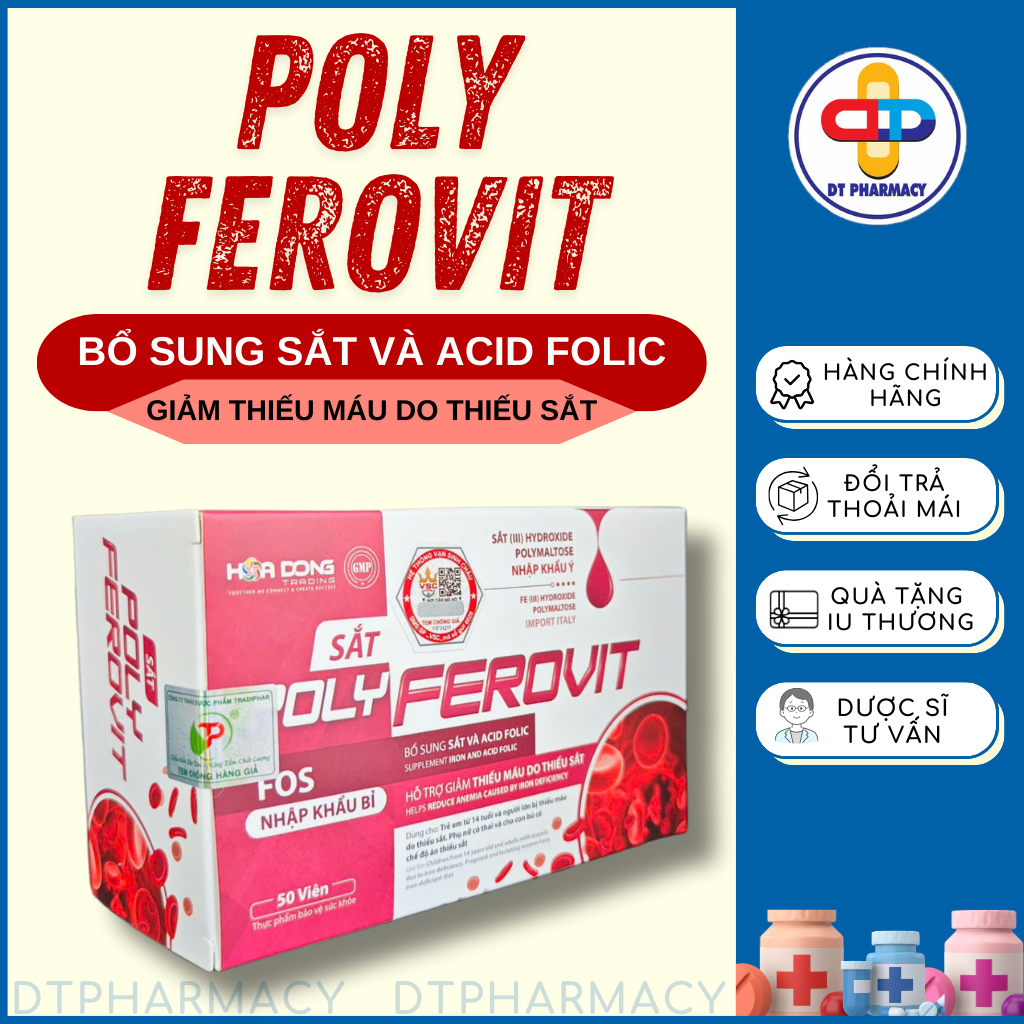 Bổ Máu Poly Ferovit, Bổ Sung Sắt Và Acid Folic Tăng Khả Năng Tạo Máu ...