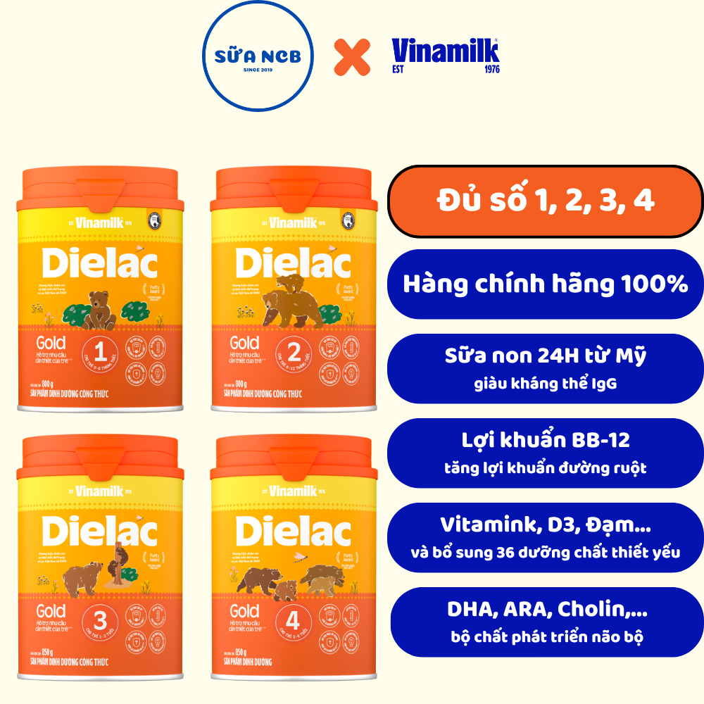 [Chính Hãng] Sữa bột Dielac Gold chính hãng Vinamilk đủ số 1, 2, 3, 4 - Lon 400g, 850g và 1.4kg ...