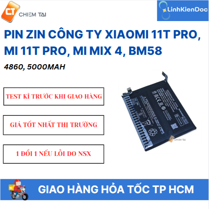 Pin zin công ty Xiaomi 11T Pro, Mi 11T Pro, Mi Mix 4, BM58, 4860 ...