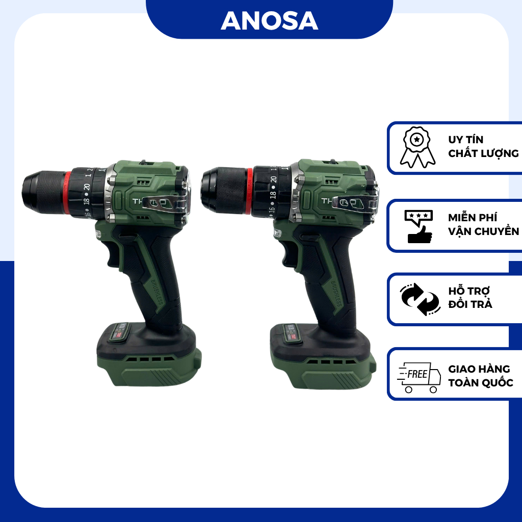 Thân Máy Khoan Pin 3 Chức Năng THPRO Xanh 10ly Và 13ly Động Cơ Không ...