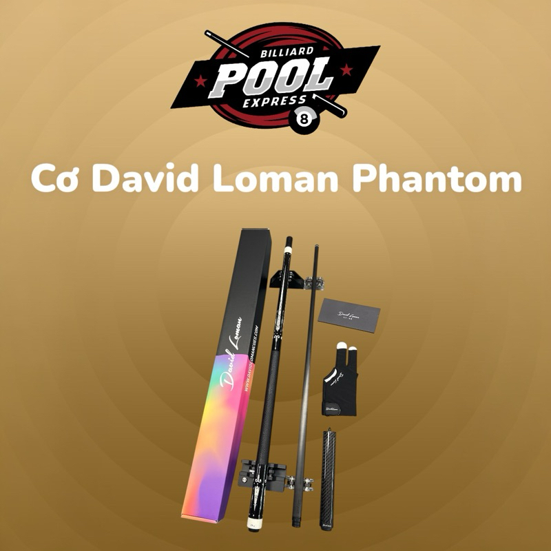 Gậy bi-a, Cơ bida David Loman Phantom (Chính hãng) kèm lựa chọn ngọn Classic/Skyline/Ultra ...