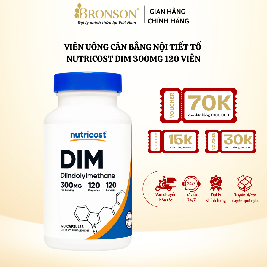 Viên Uống Cân Bằng Nội Tiết Tố Giảm Mụn Nội Tiết Nutricost DIM ...