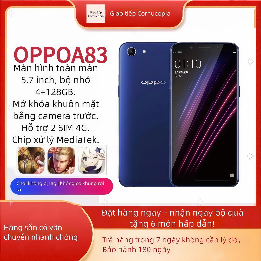Điện thoại OPPO A83 second hand giá rẻ Ram 6G/128Gb 2 sim máy đẹp, pin ...