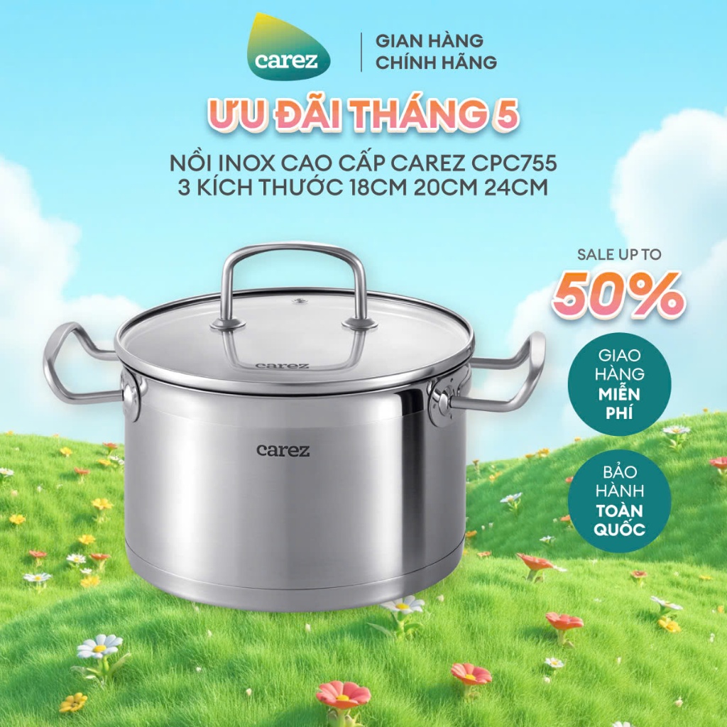 Nồi Inox Cao Cấp Carez CPC755SI-20 - Kích thước 20Cm - inox đúc 304 ...