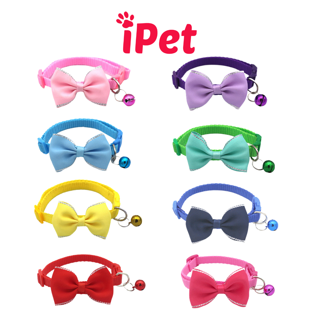 Vòng Cổ Nơ Trơn Nhiều Màu Viền Kim Tuyến Cho Thú Cưng Kèm Chuông - iPet Shop | Shopee Việt Nam