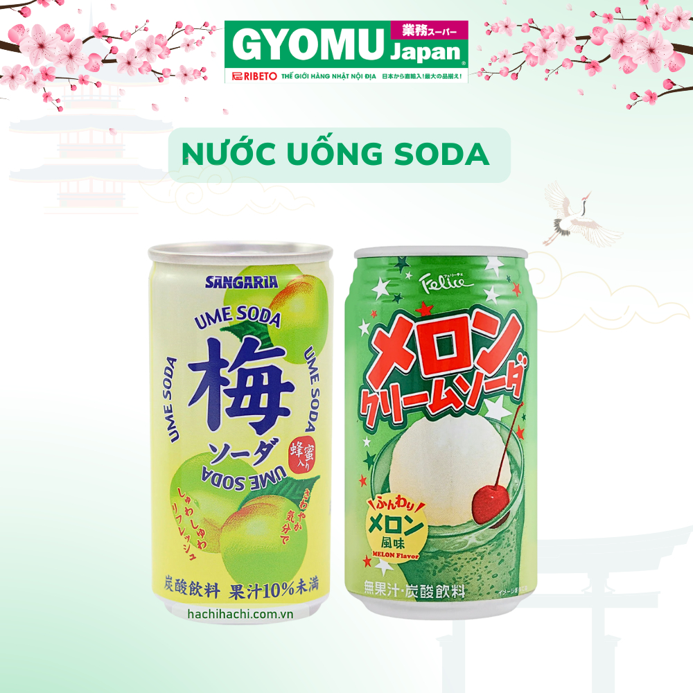 Nước Soda vị chanh , Soda vị mơ , Soda kem dưa lưới - hàng nội địa Nhật ...