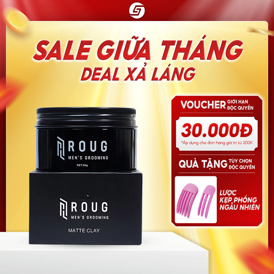 Sáp vuốt tóc nam ROUG Matte Clay cho tóc mỏng | Sáp Roug đen Singapore ...