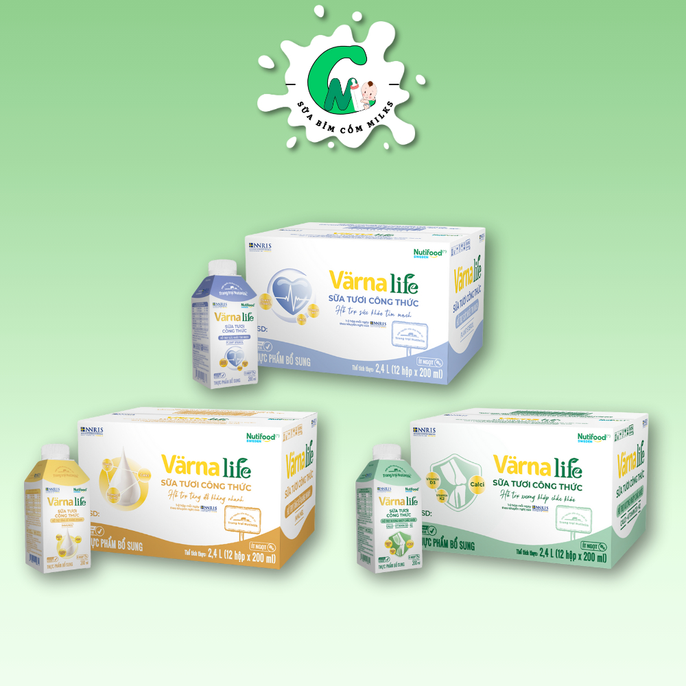 [Thùng 12 hộp] Thực phẩm bổ sung Varna Life sữa tươi công thức hỗ trợ ...